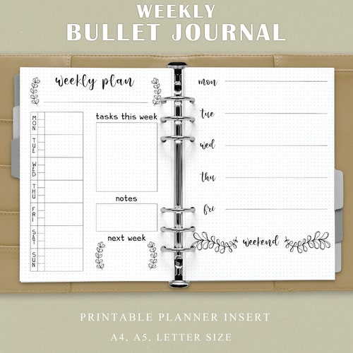 Printable Weekly Journal Weekly Planner Planner Insert - Etsy
