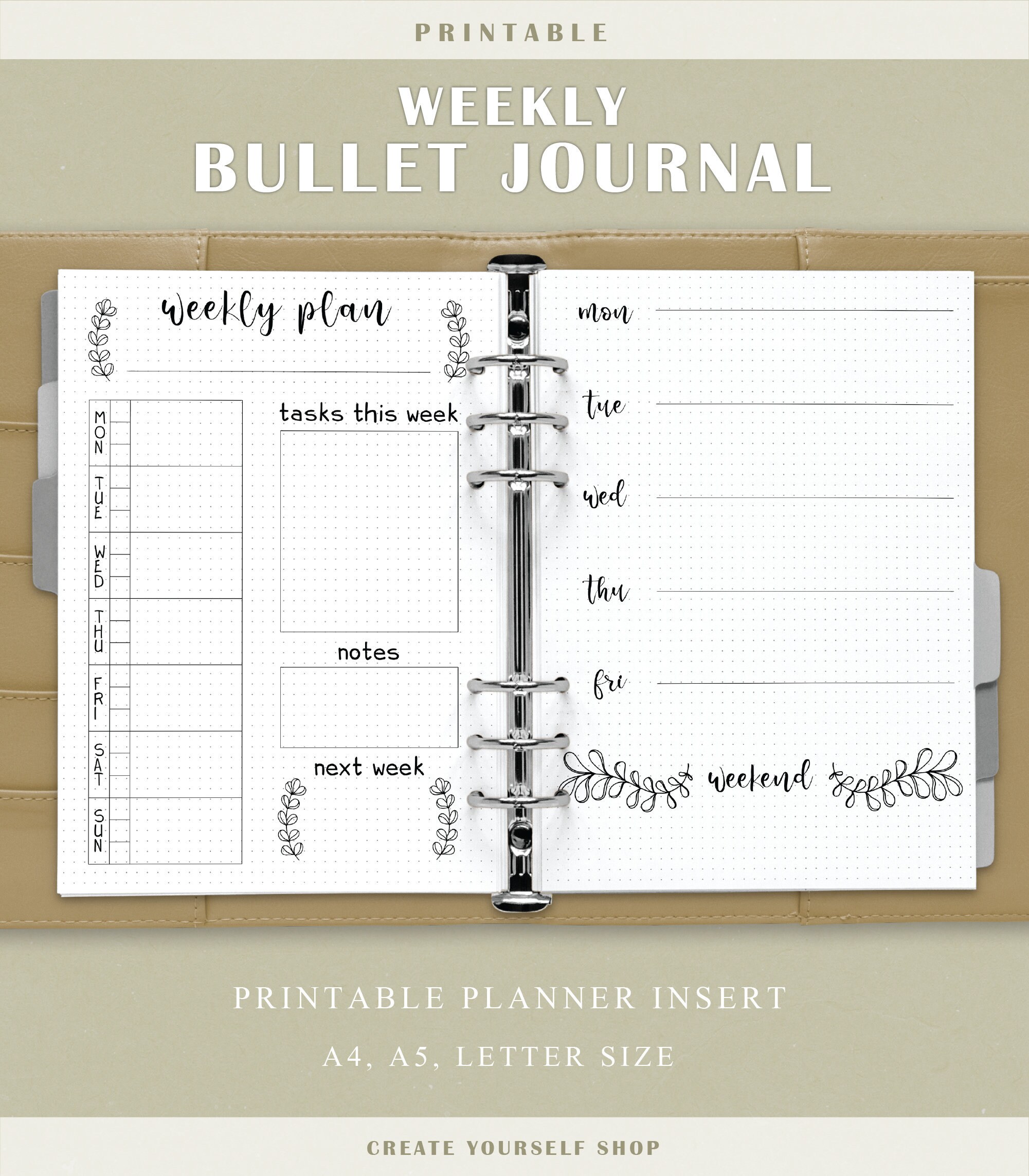 Weekly Journal Printable Journal Pages, Weekly Planner, Planner Insert ...