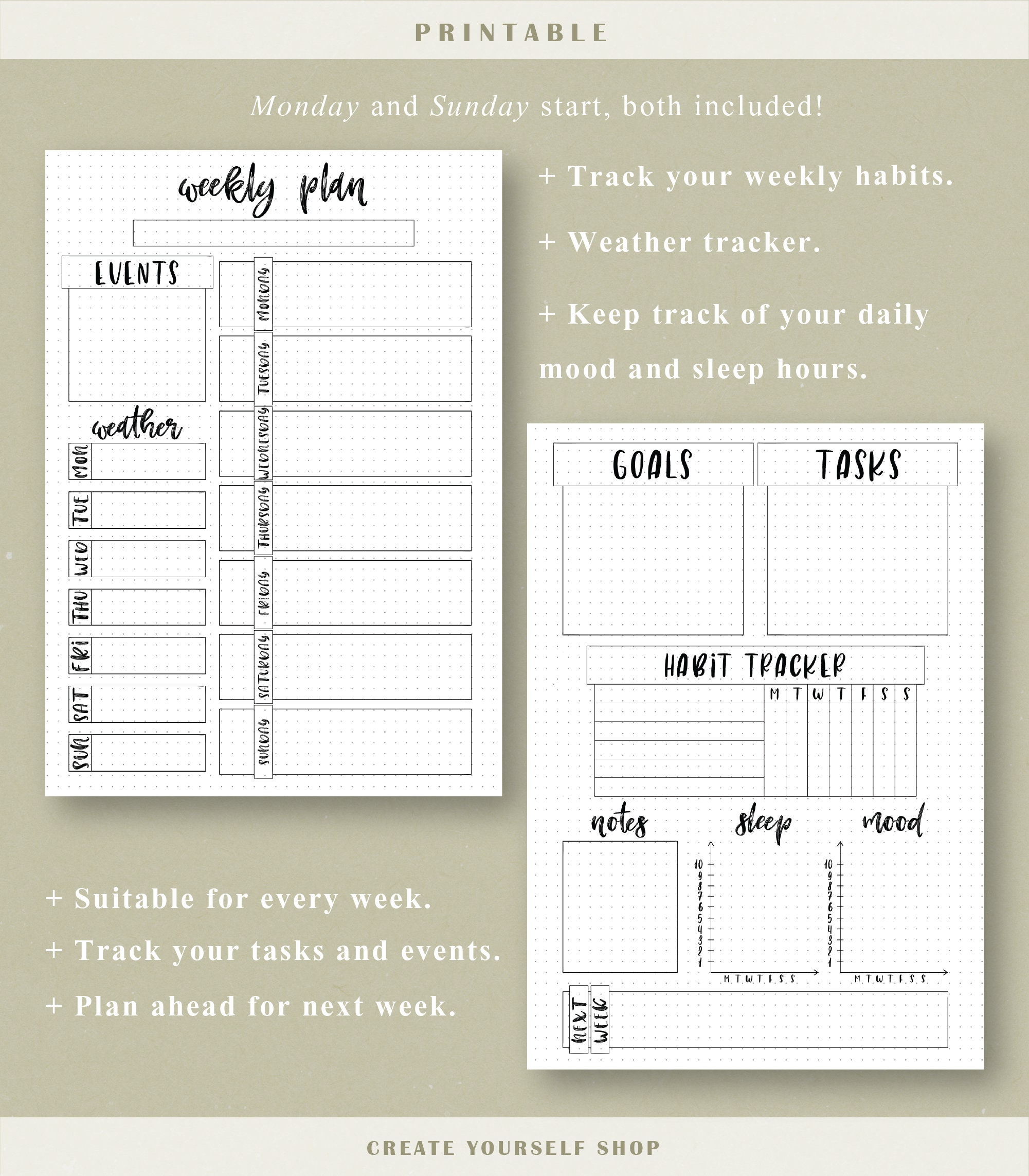 Weekly Journal Printable - Journal Pages, Weekly Planner, Planner ...