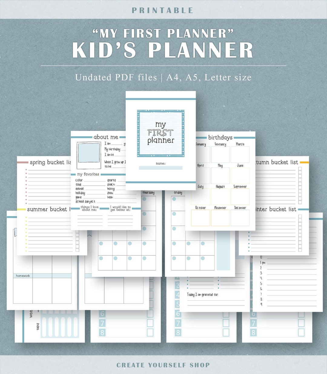 My First Planner - Printable Kids Planner, Morning Checklist, Childrens ...