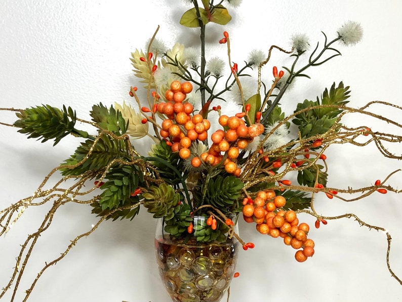 Fall Inspired Flower Arrangement in a Wine Glass - Etsy