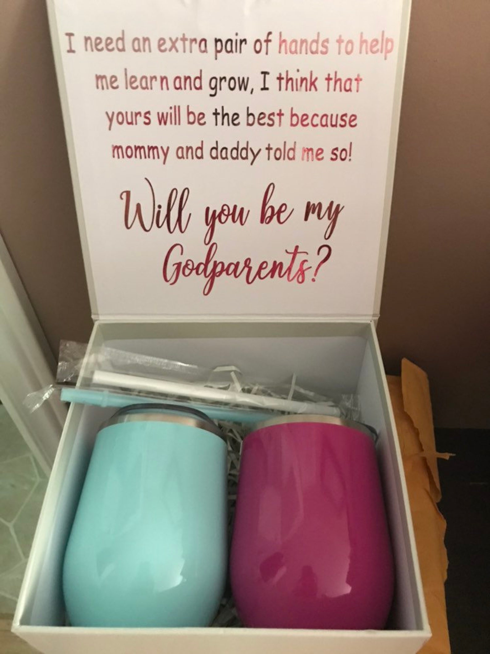 Customizable Godparents Proposal Box WITH Drinkware - Etsy
