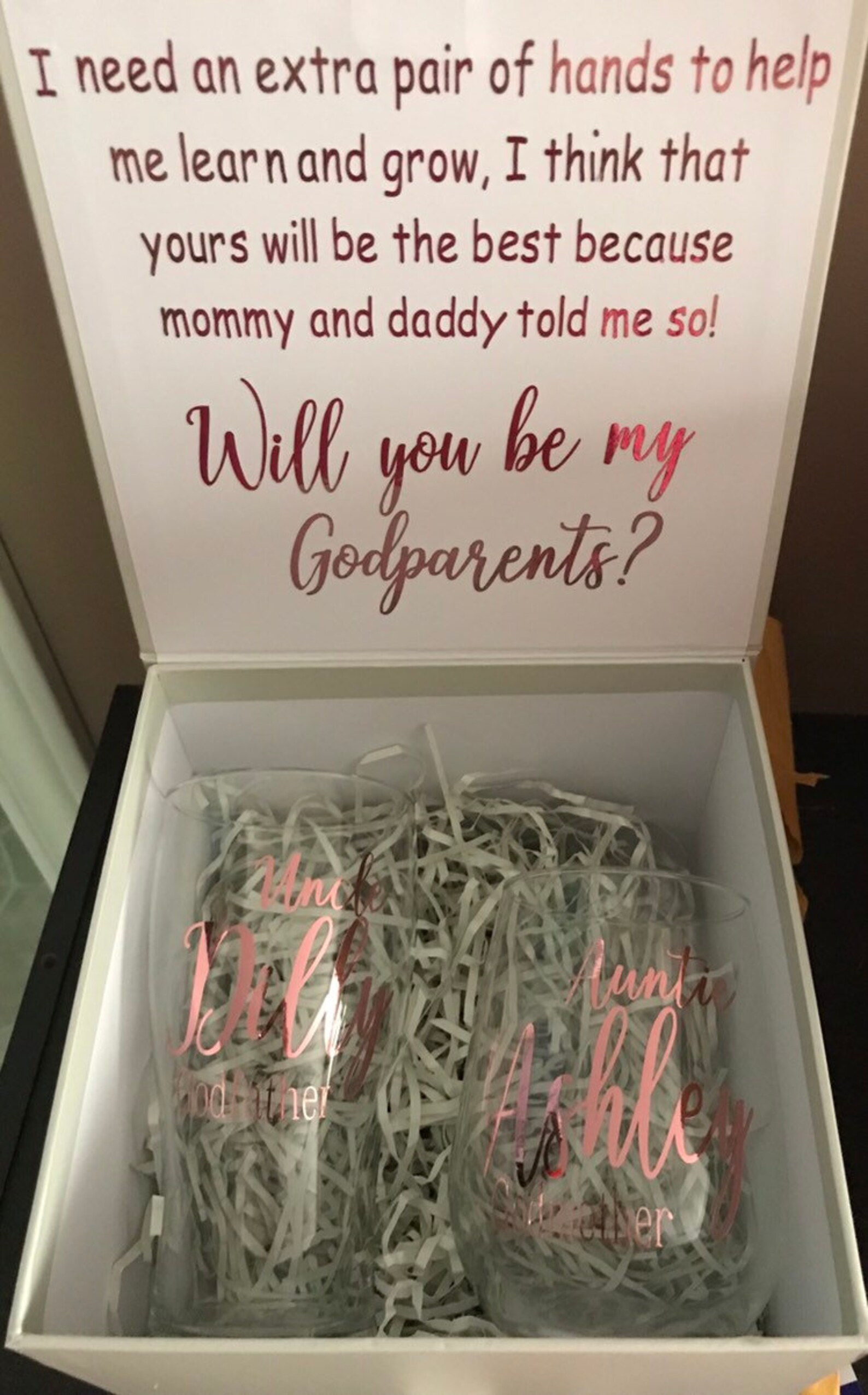 Customizable Godparents Proposal Box WITH Drinkware - Etsy Canada