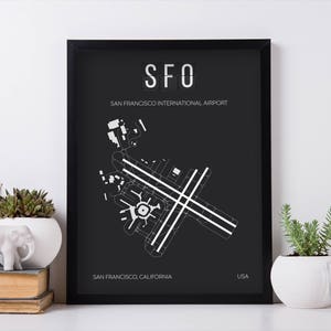 SFO San Francisco Airport Print Map Wall Art - Etsy