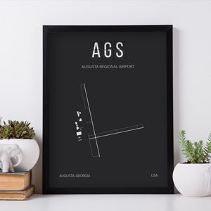 AGS Augusta Airport Print Map Wall Art - Etsy