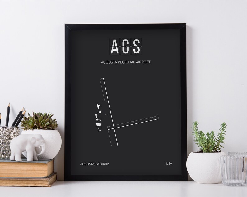 AGS Augusta Airport Print Map Wall Art - Etsy