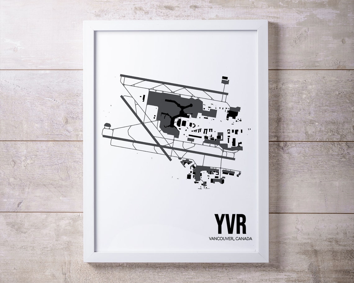 YVR Airport Map Print: Vancouver Aviation Art - Etsy