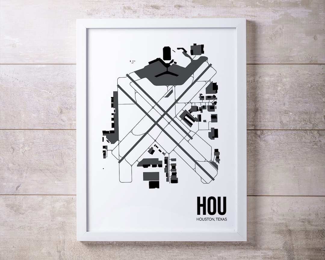 HOU William P. Hobby Airport Map Print, Houston, TX, Minimalist Home ...