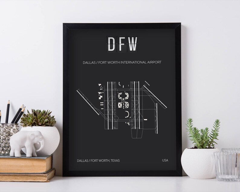 DFW Dallas Fort Worth International Airport Print Map Wall Art - Etsy