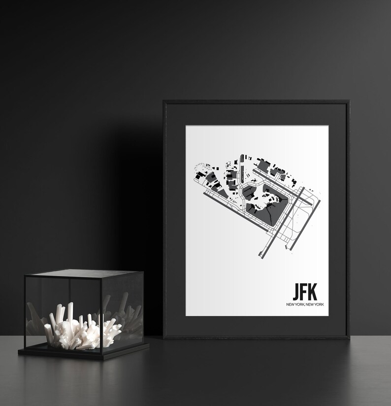 JFK Airport Map Print: Minimalist Aviation Art, New York - Etsy
