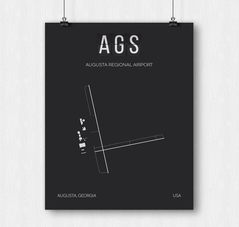 AGS Augusta Airport Print Map Wall Art - Etsy