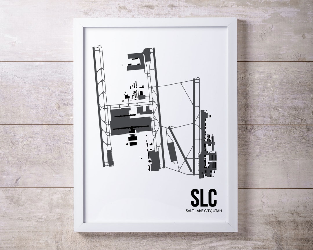 SLC Salt Lake City International Airport Map Print, Salt Lake City, UT ...