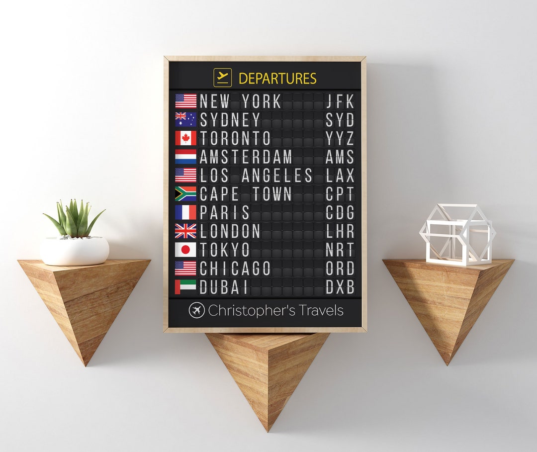 Personalized Airport Departure Board Print: Travel Gift for Adventurers ...