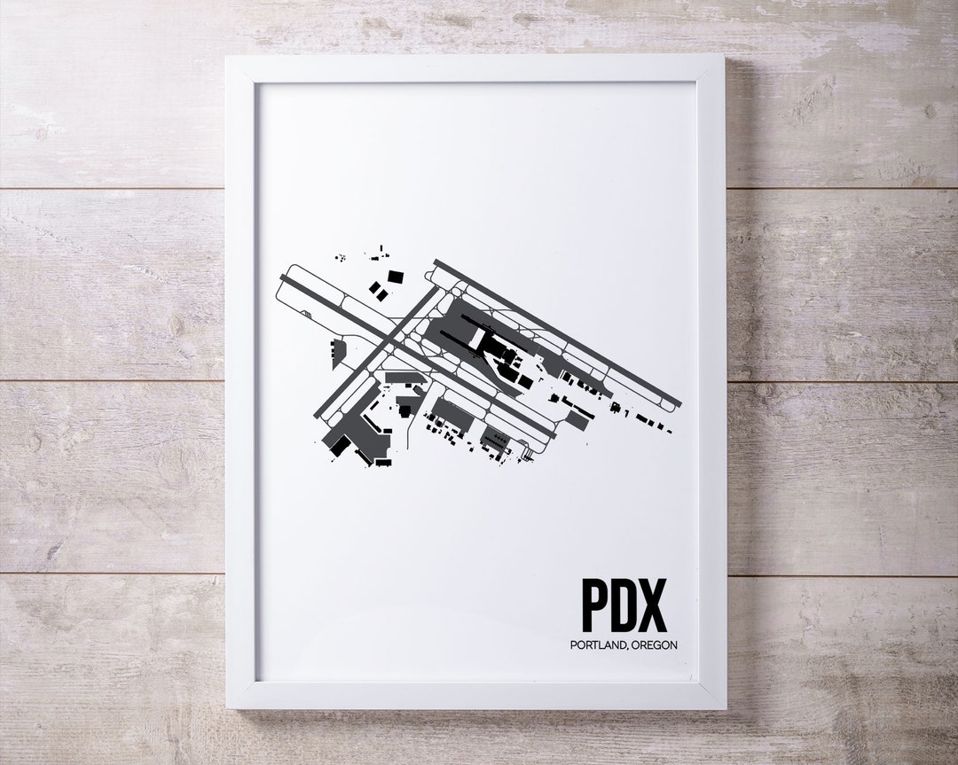 PDX Portland International Airport Map Print, Portland, OR, Minimalist ...