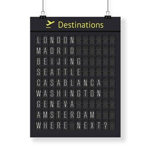Printed Destinations Airport Board, Personalized for You (with Thin ...