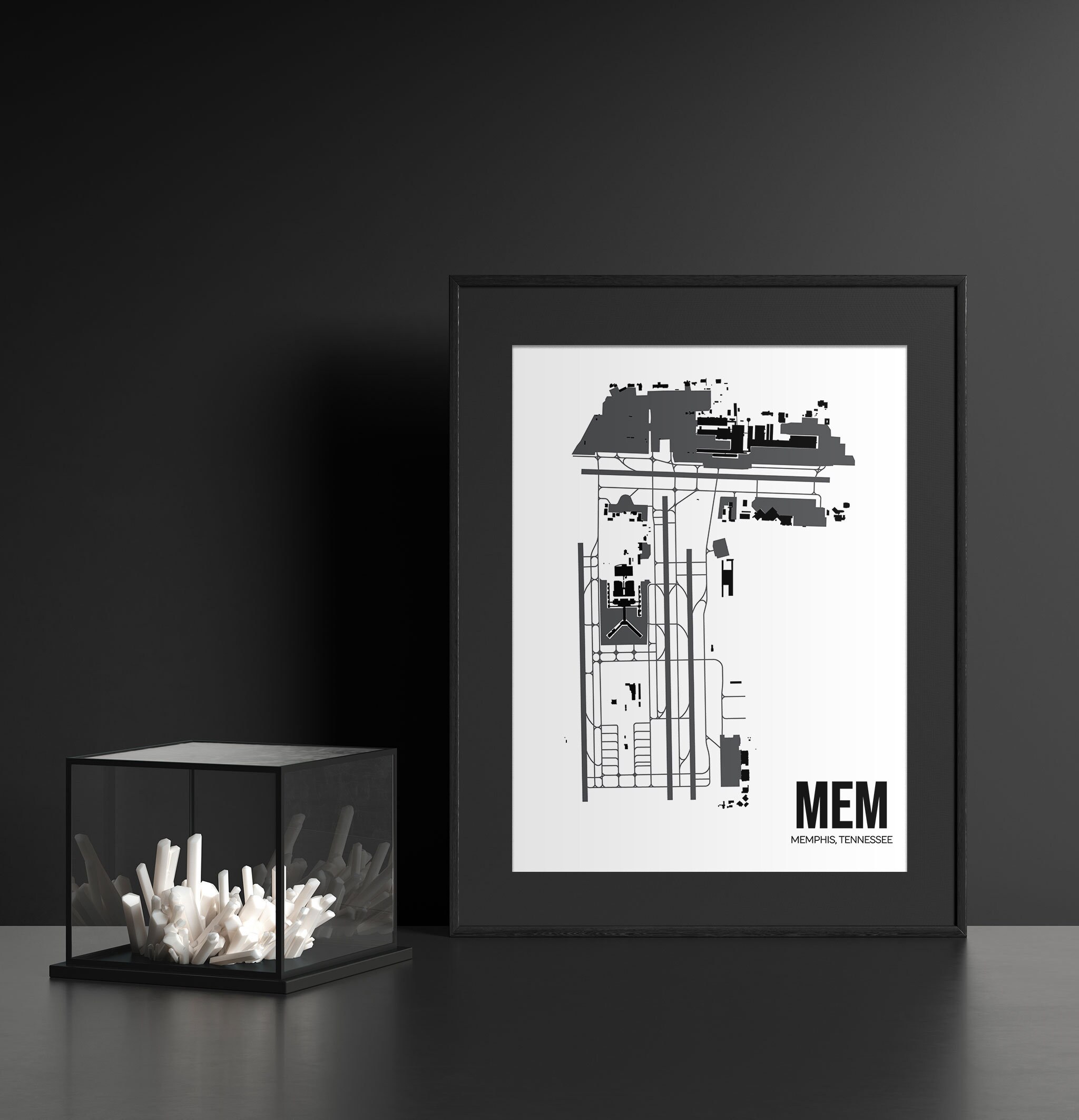MEM Memphis Airport Map Art Print: Minimalist Aviation Gift - Etsy