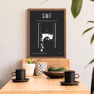 SMF Sacramento International Airport Print Map Wall Art - Frame Not ...