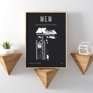 MEM Memphis International Airport Map Print, Tennessee, Minimalist Home ...