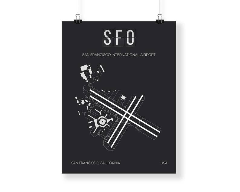 SFO San Francisco Airport Print Map Wall Art - Etsy
