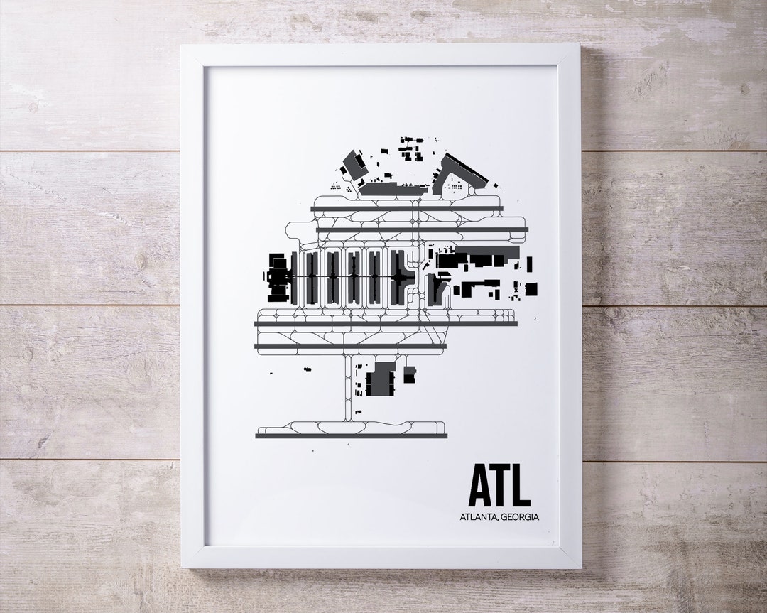 ATL Airport Map Print: Atlanta Hartsfield-jackson Aviation Art - Etsy UK