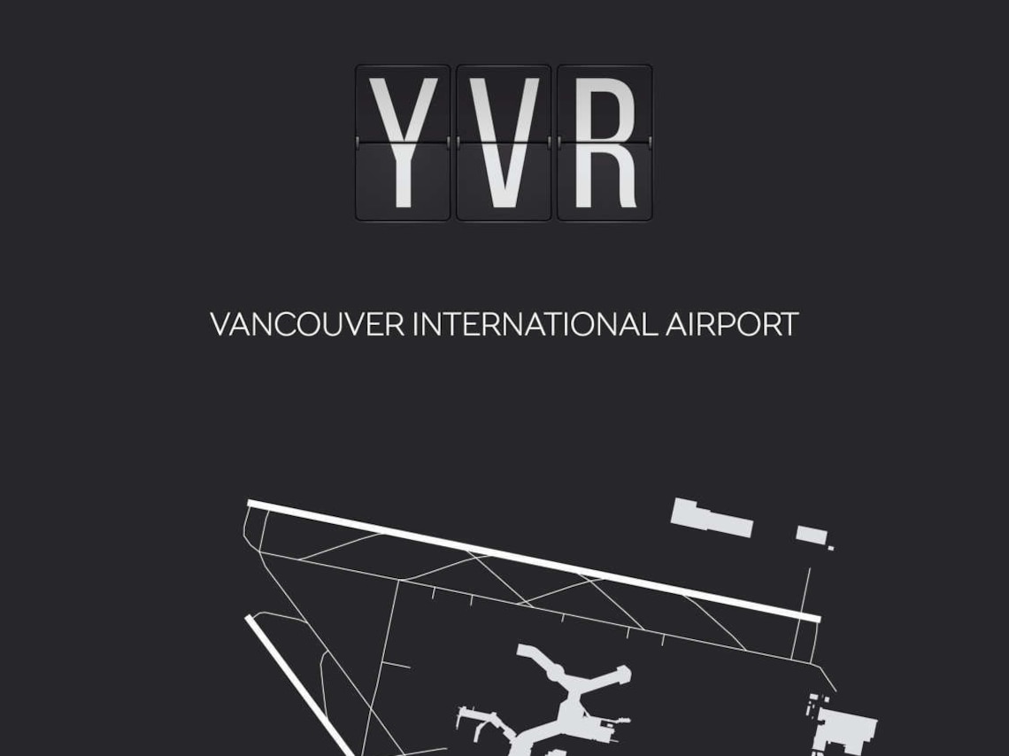 YVR Vancouver International Airport Print Map Wall Art | Etsy