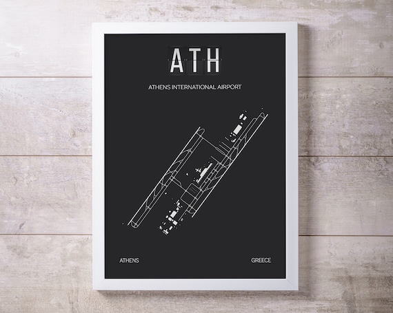 ATH Athens International Airport Print Map Wall Art | Etsy