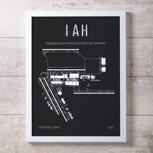IAH Houston George Bush International Airport Print Map Wall Art - Etsy