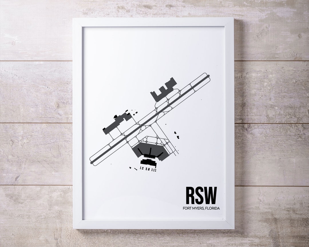 RSW Southwest Florida International Airport Map Print, Fort Myers, FL ...