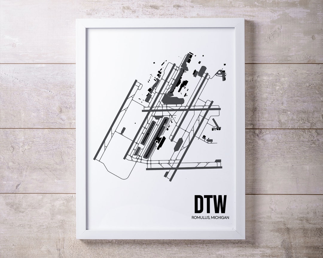 DTW Airport Map Print: Detroit Aviation Art, Minimalist Home Decor - Etsy