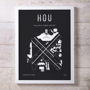 HOU William P. Hobby Airport Print Map Wall Art - Frame Not Included - Etsy