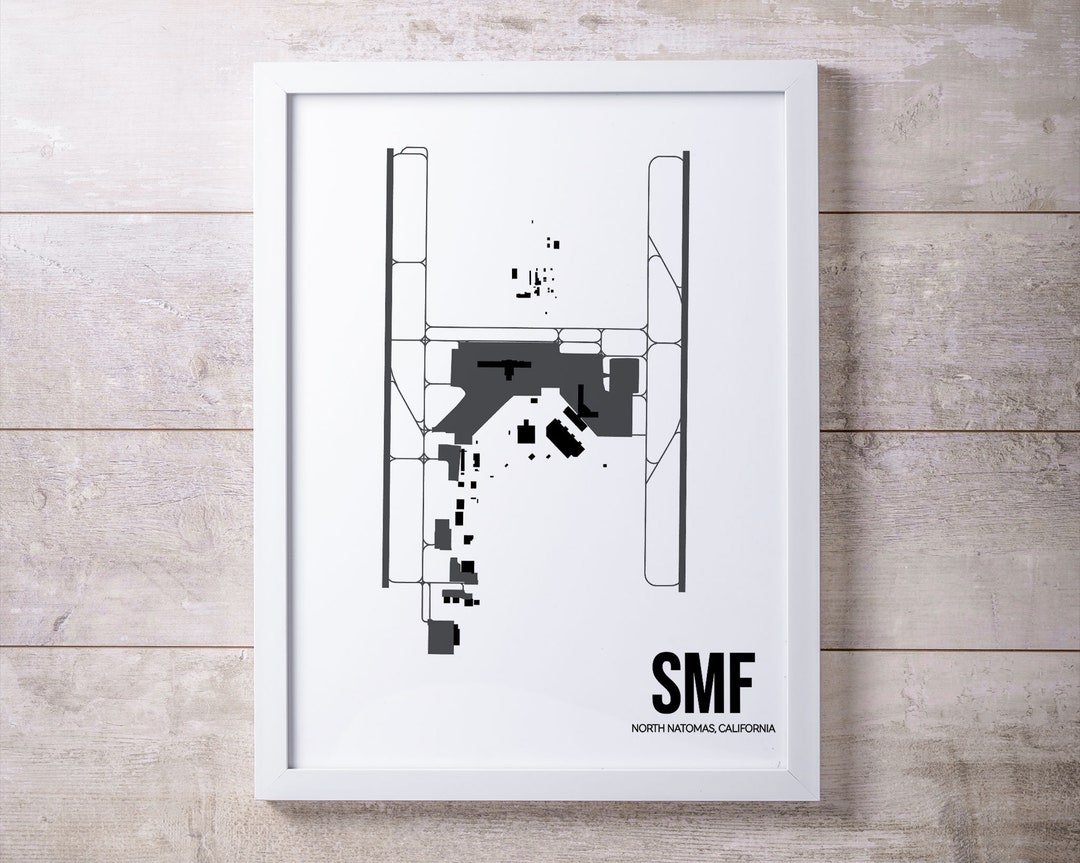 SMF Sacramento Airport Map Print: Minimalist Aviation Art - Etsy