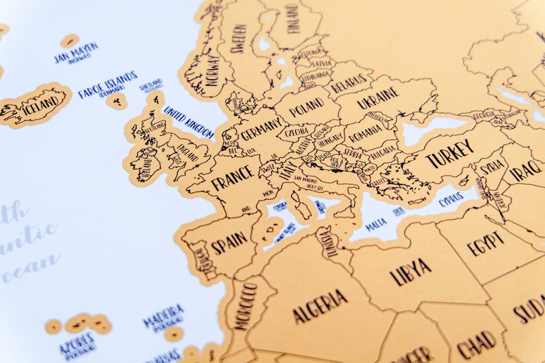 36x22 A World of Adventures Travel Map With Gold - Etsy