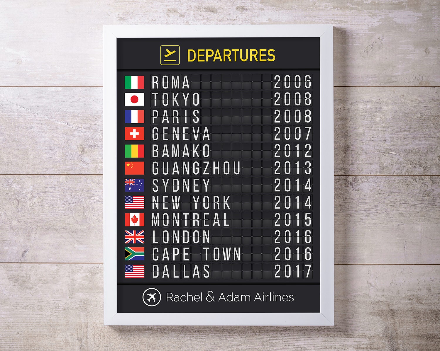 Airport Flight Board With Flags Printed Version Frame Not - Etsy