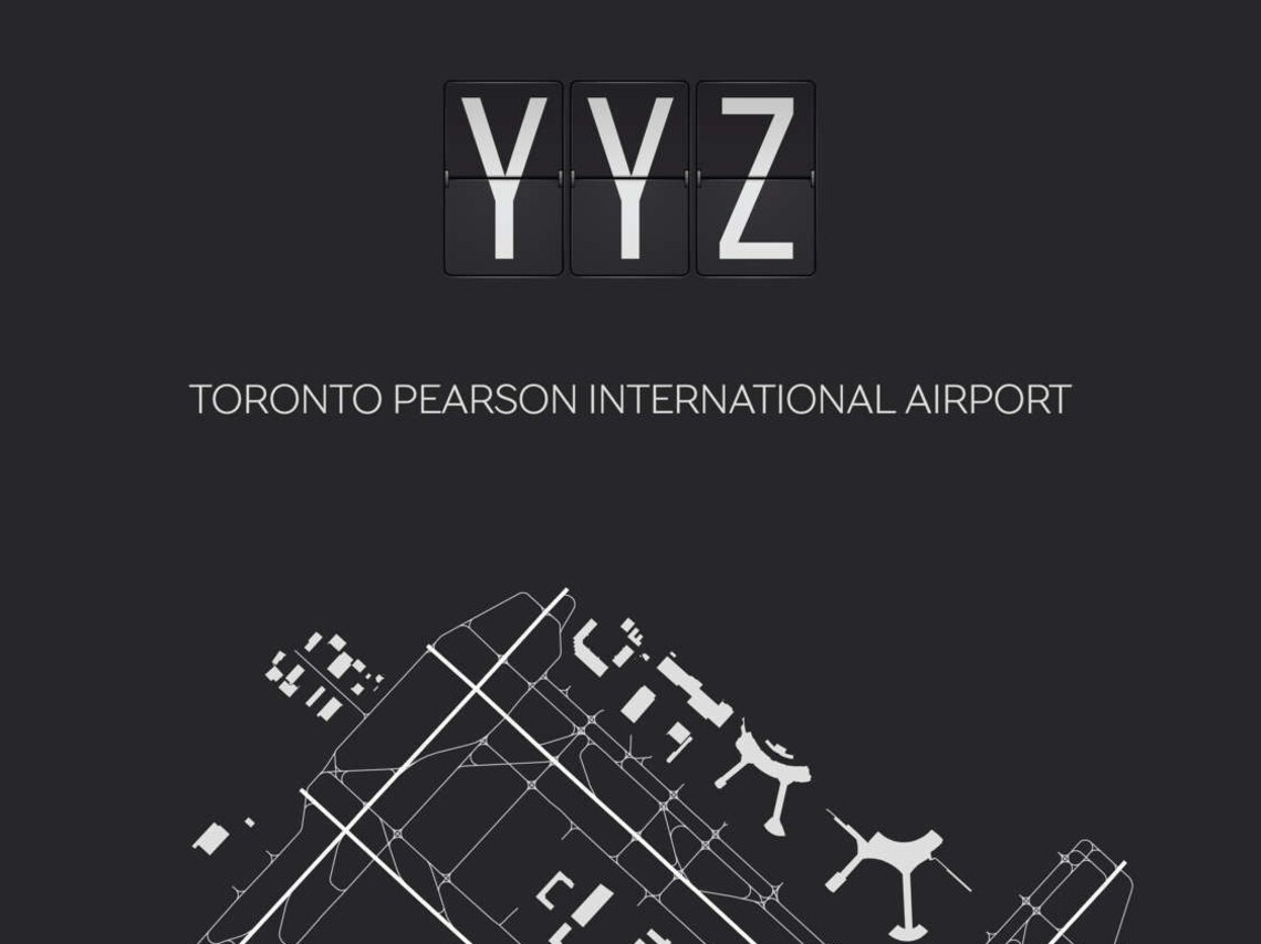 YYZ Toronto Pearson Airport Map Wall Art | Etsy Canada