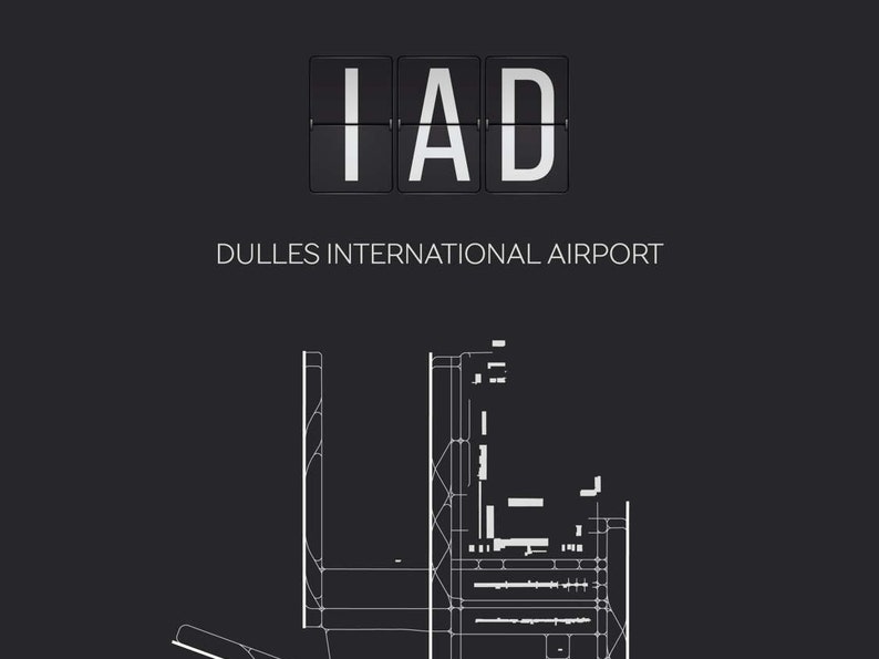 IAD Dulles Washington Airport Map Wall Art - Etsy