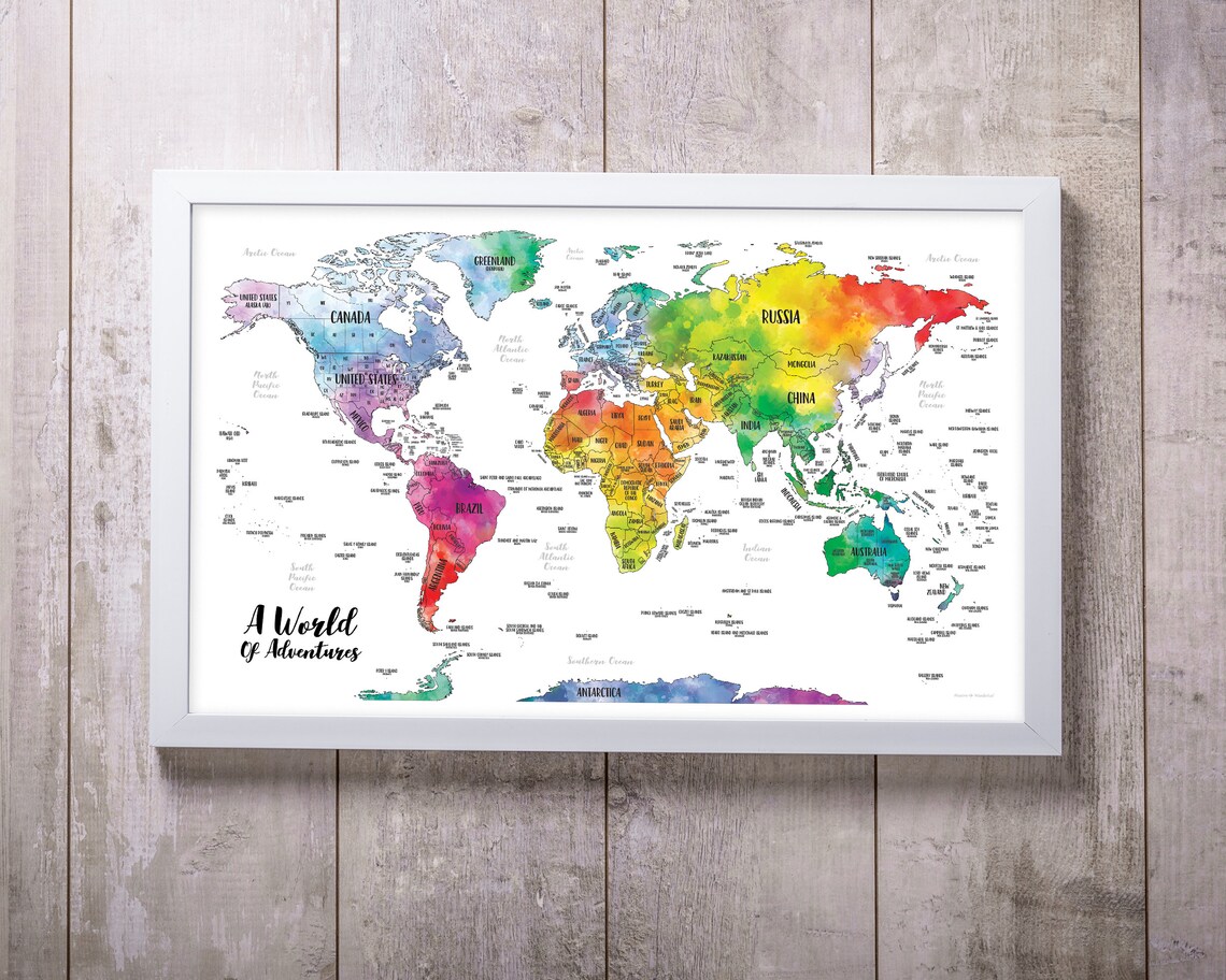 36x22 A World of Adventures Travel Map With Gold | Etsy