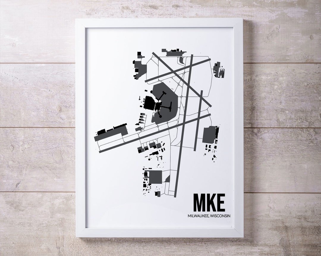 MKE Airport Map Print: Milwaukee Aviation Art, Pilot Gift - Etsy