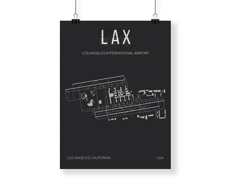 LAX Los Angeles International Airport Print Map Wall Art - Etsy