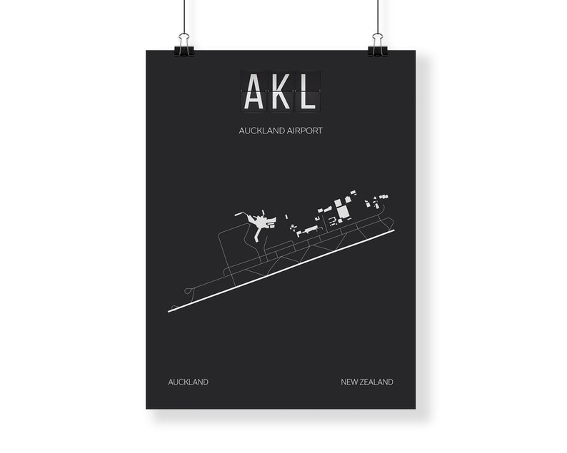 AKL Auckland Airport Print Map Wall Art - Etsy