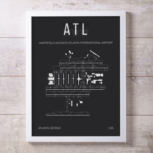 ATL Atlanta International Airport Print Map Wall Art - Etsy