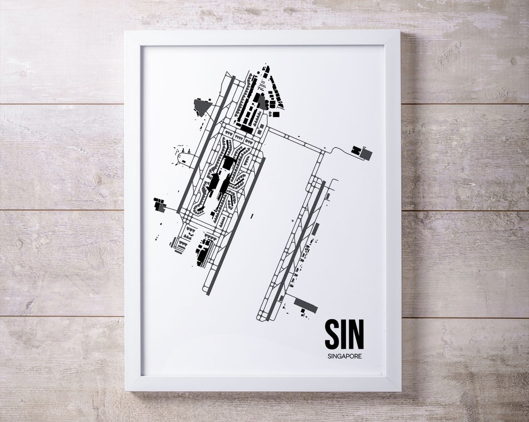 SIN Changi Airport Map Print, Singapore, , Minimalist Home Decor, Gift ...