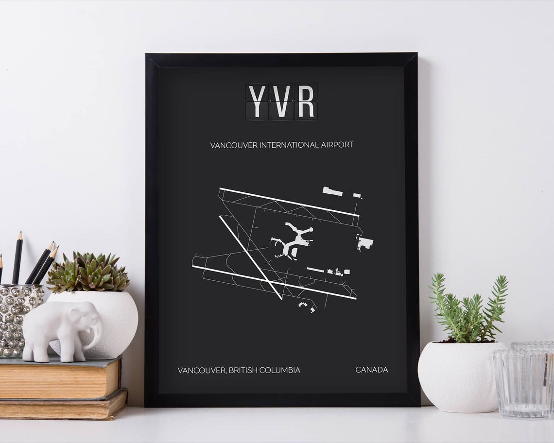 YVR Vancouver International Airport Print Map Wall Art | Etsy