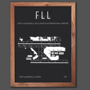 FLL Fort Lauderdale–hollywood International Airport Print Map Wall Art ...