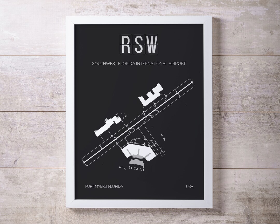 RSW Southwest Florida International Airport Print Map Wall Art - Etsy