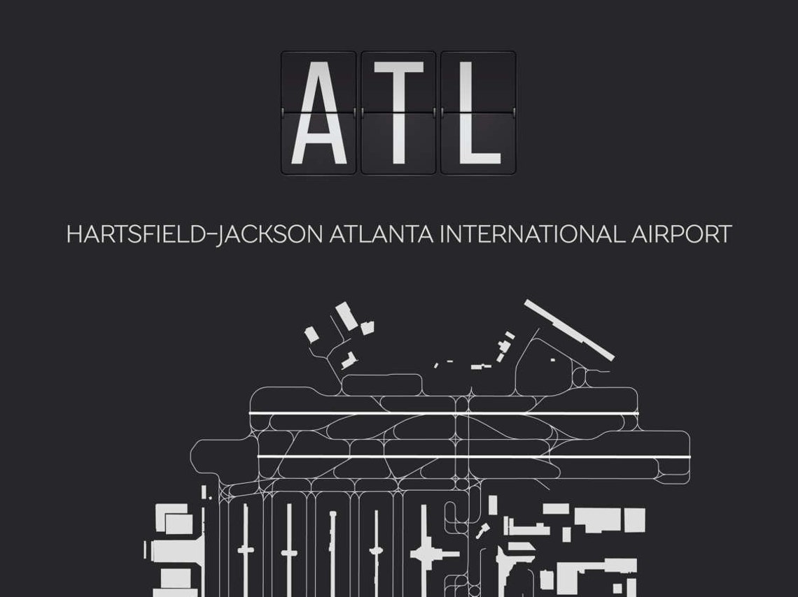ATL Atlanta International Airport Print Map Wall Art - Etsy