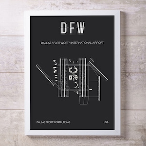 DFW Dallas Fort Worth International Airport Print Map Wall Art - Etsy