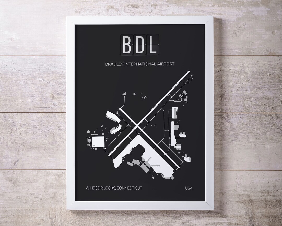 BDL Bradley International Airport Map Print, Hartford, Connecticut ...