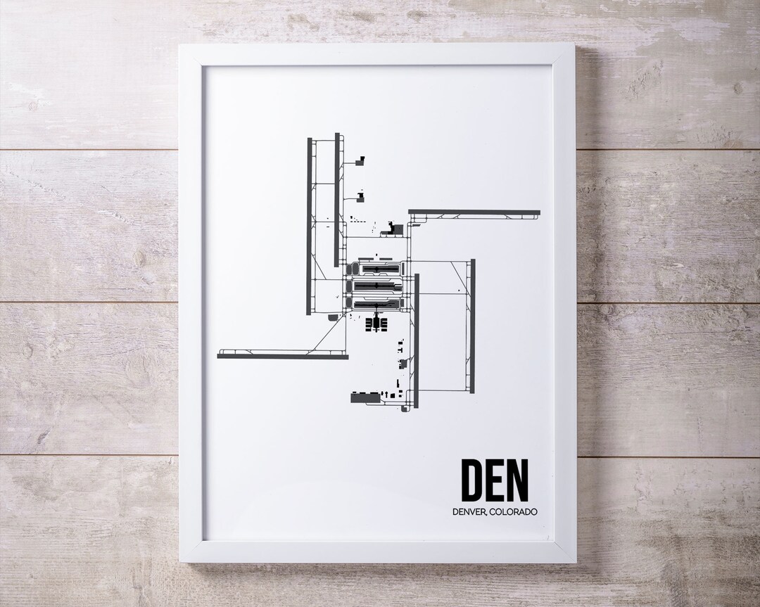 DEN Denver International Airport Map Print, Denver, CO, Minimalist Home ...