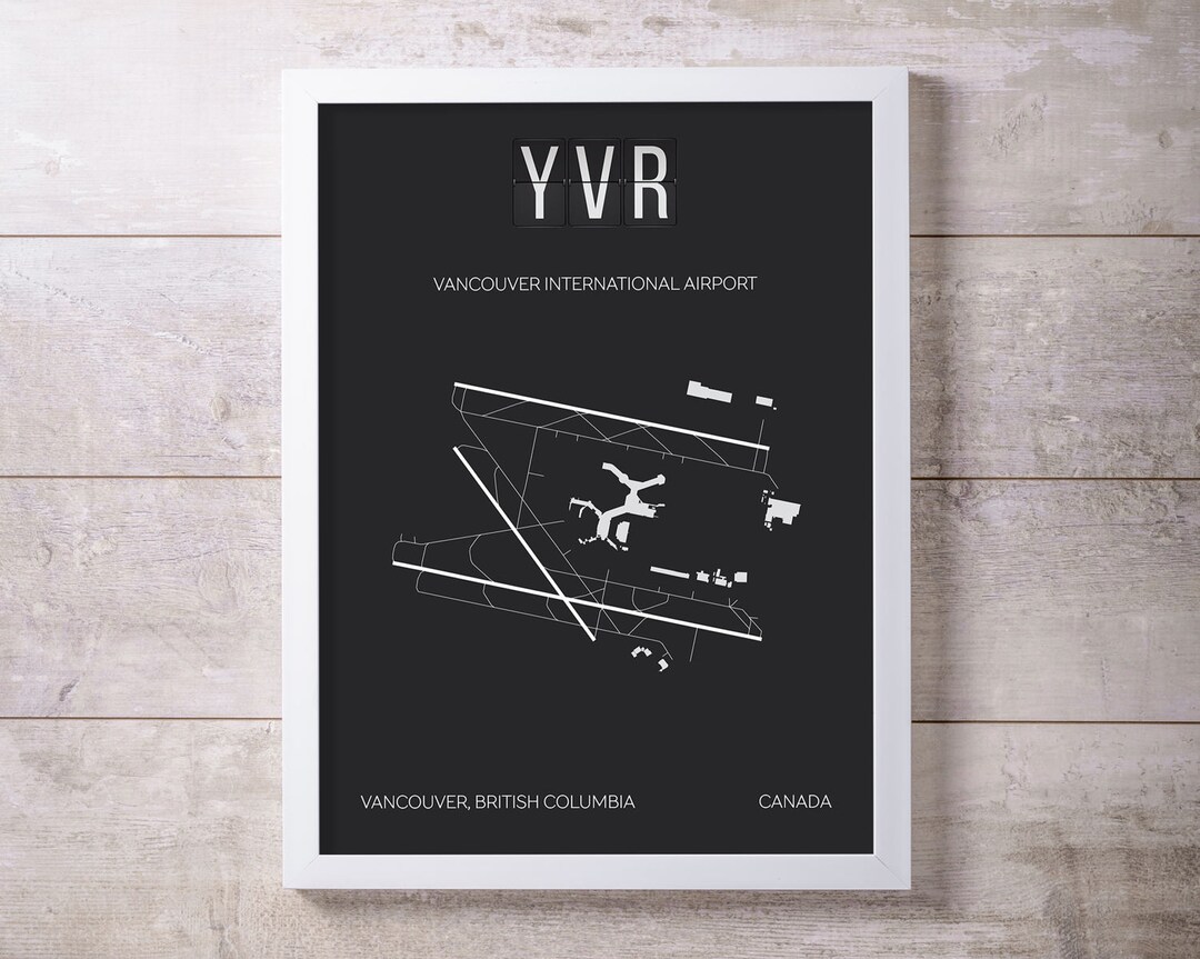 YVR Vancouver International Airport Print Map Wall Art - Etsy