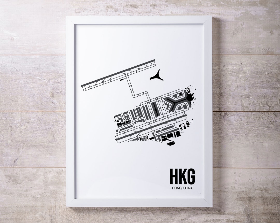 HKG Hong Kong International Airport Map Print, Hong Kong, China ...